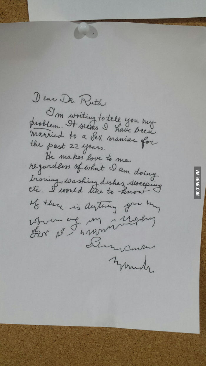 Dear Dr Ruth.. - 9GAG