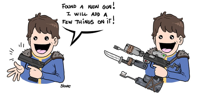 Finding a new gun in Fallout 4 be like... - 9GAG