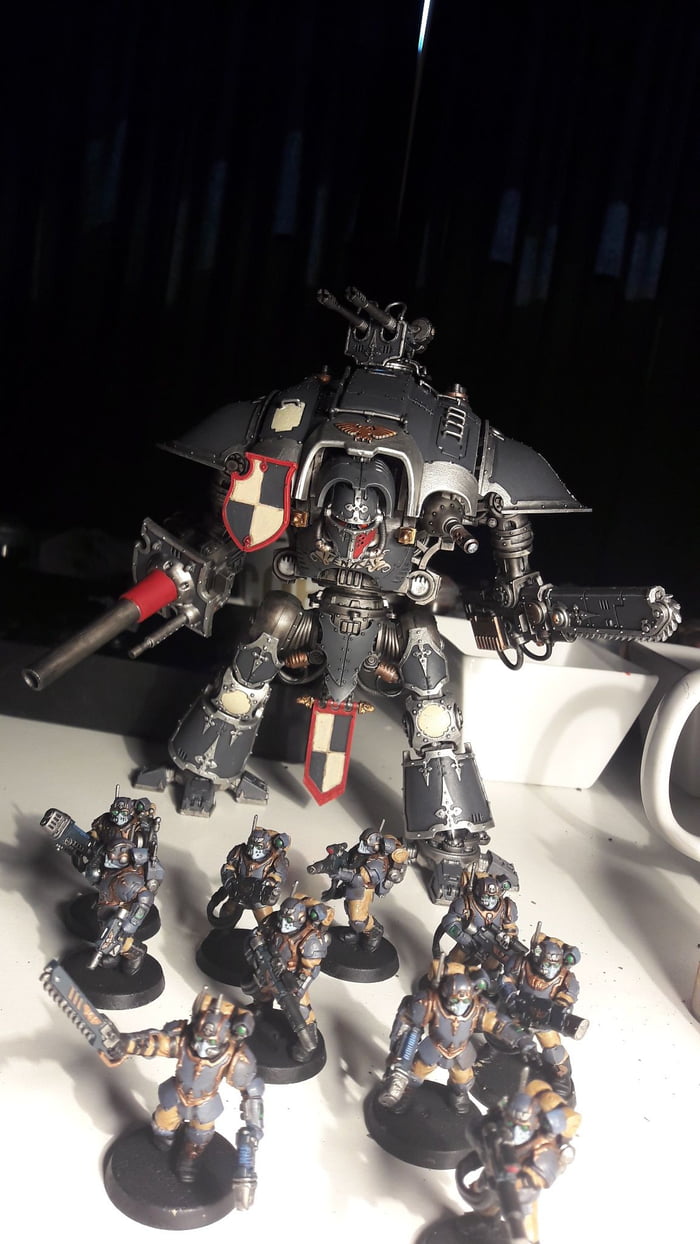 Finally finished painting my obsidian knight. Now the transfers and I ...