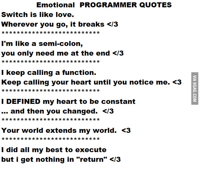 Emotional Programmer Quotes - 9GAG