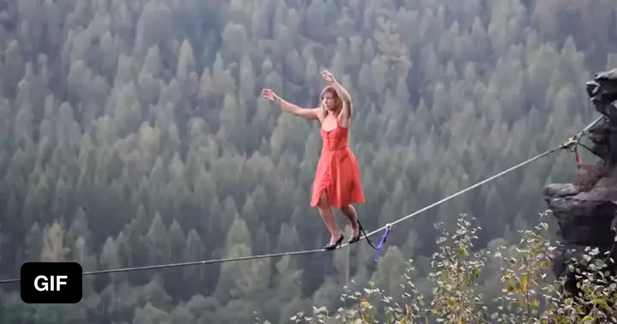 Slacklining in high heels - 9GAG