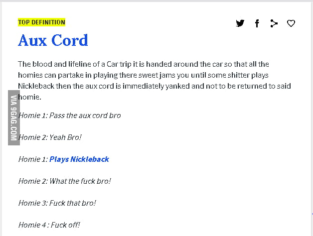 The definition of Aux Cord - 9GAG