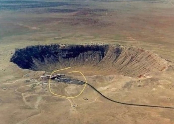 This is a large meteor crater in Arizona. It missed the visitors ...