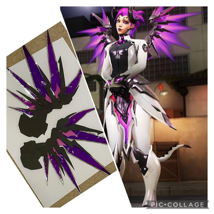 Working on a Mercy cosplay (IMP skin). Finished the wings! - 9GAG