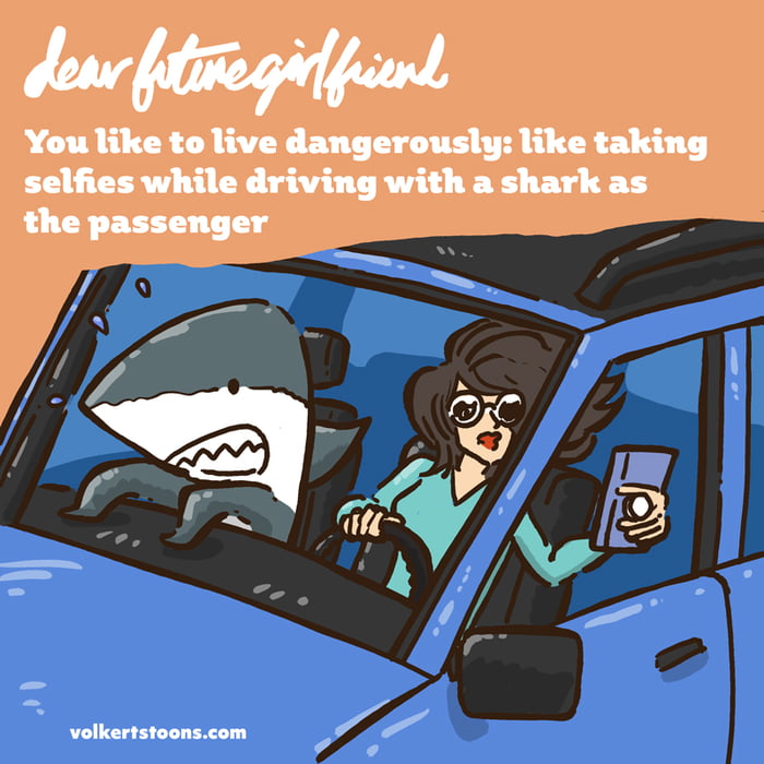 The Danger Trifecta: Driving, Sharks, and Selfies - 9GAG