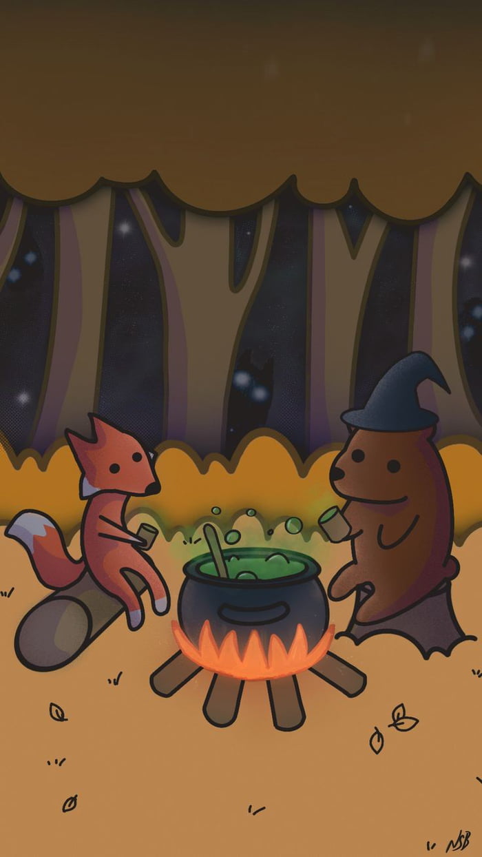 Drew a spooky wallpaper for spooktober! - 9GAG