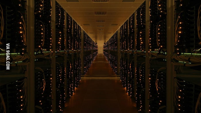 There's something soothing about this dark room of servers... - 9GAG