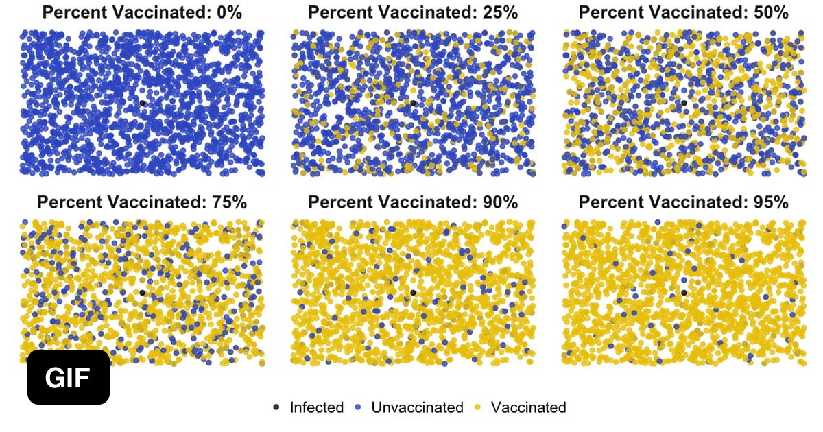 Visualization of How Herd Immunity Works - 9GAG