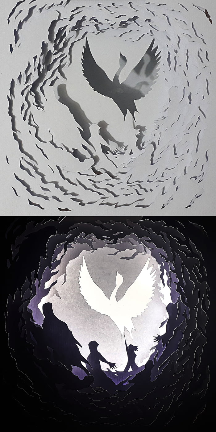 Handmade lightbox diorama. Cho Chang casting a Patronus. - 9GAG