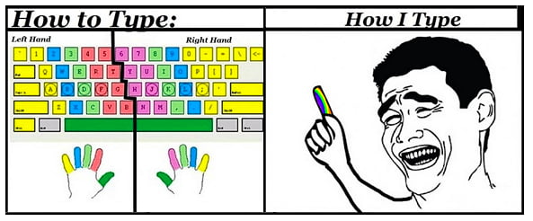 To touch type or to 1-finger-is-enough type - 9GAG