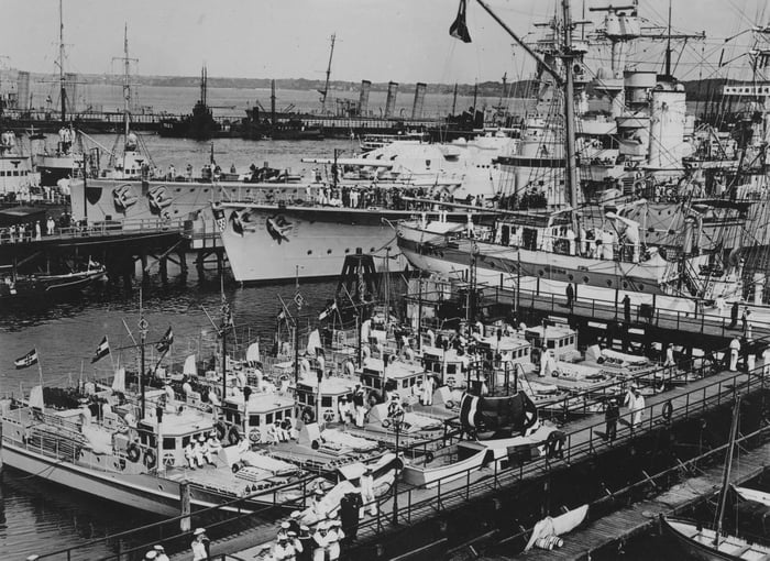 German heavy cruiser Admiral Scheer and Königsberg class cruiser Köln ...