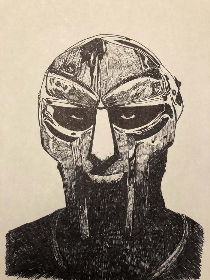 Drawing of MF Doom cover - 9GAG