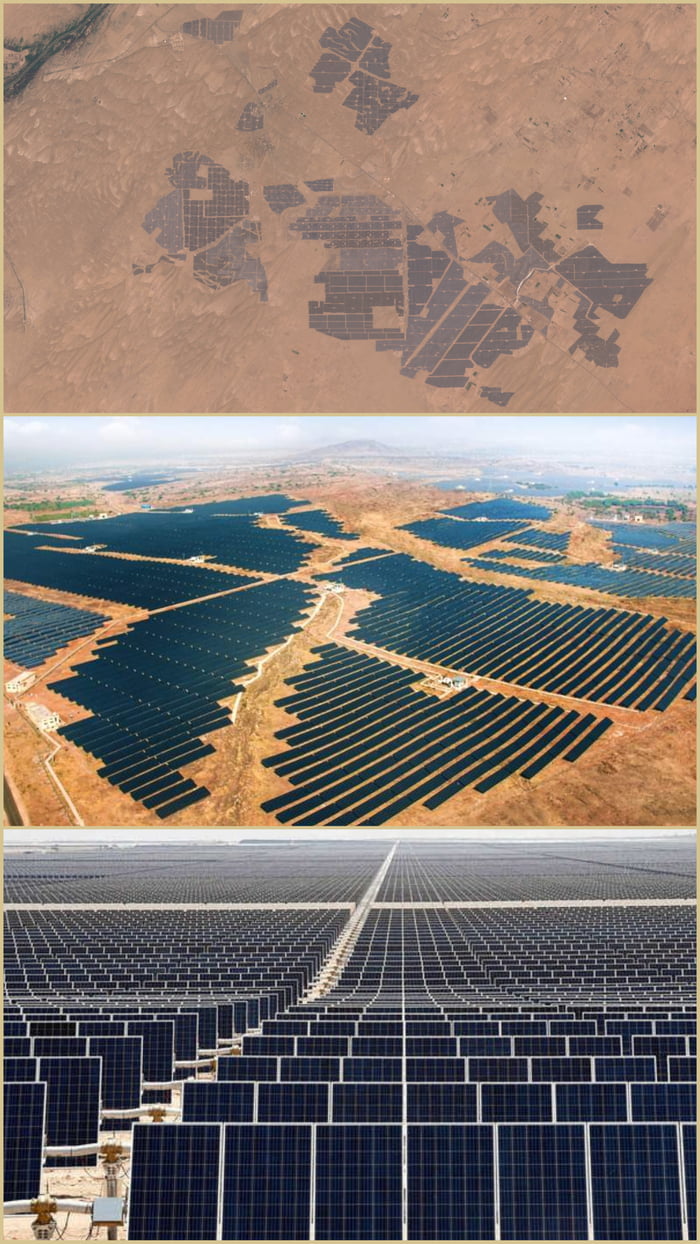 Bhadla Solar Park in Rajasthan, India. It is spread over an area of 57 ...