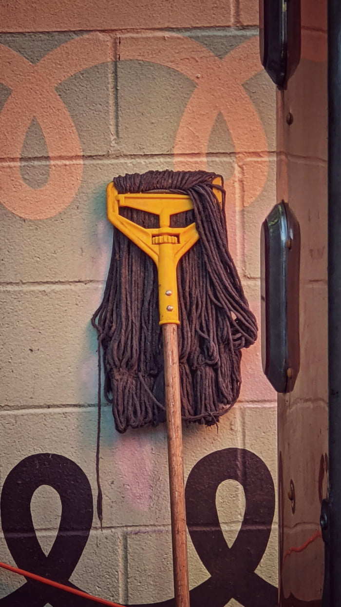 Confronted by an angry mop - 9GAG