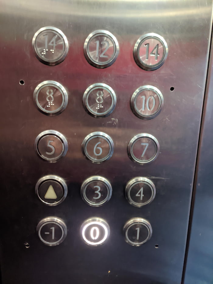 The weird and confusing buttons in this elevator. - 9GAG