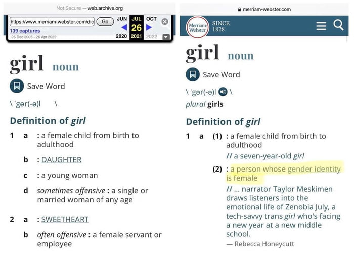 Apparently Merriam-Webster changed the definition of the word "Girl" - 9GAG