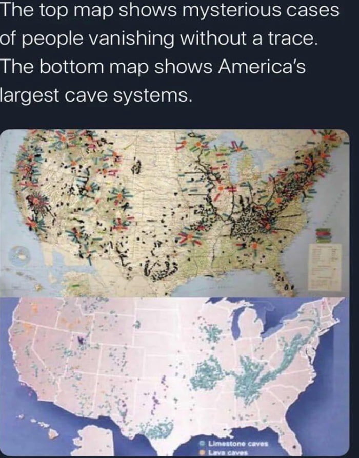 A map of people who vanish without a trace, and a map of the U.S. known ...