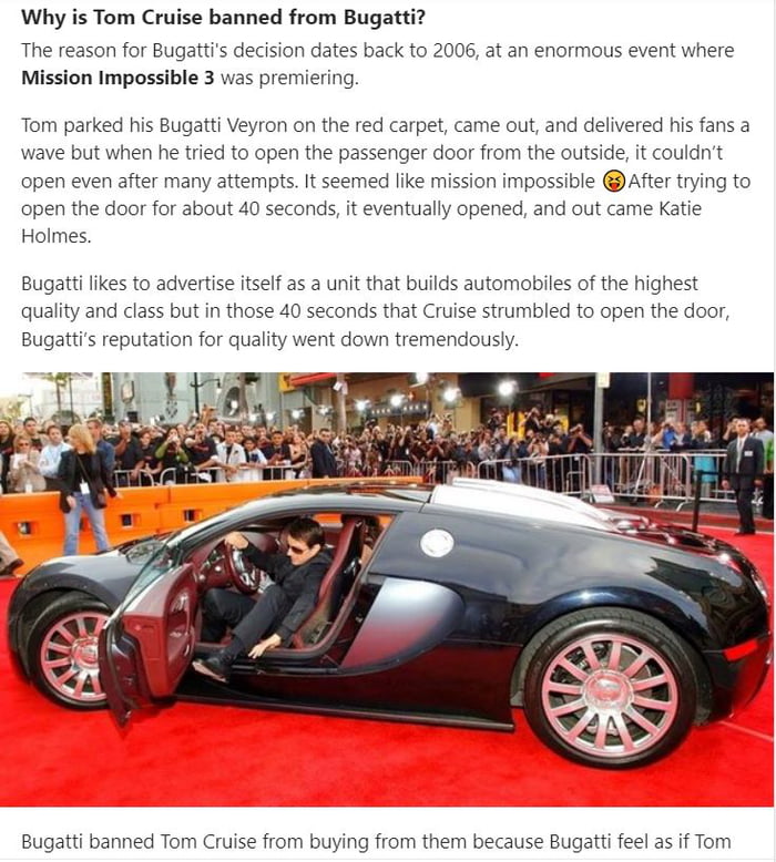 No Bugatti for Tom - 9GAG