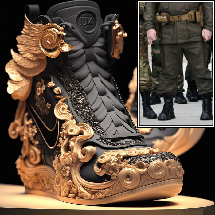 AI was asked to generate military shoes appropriate for short dictators ...