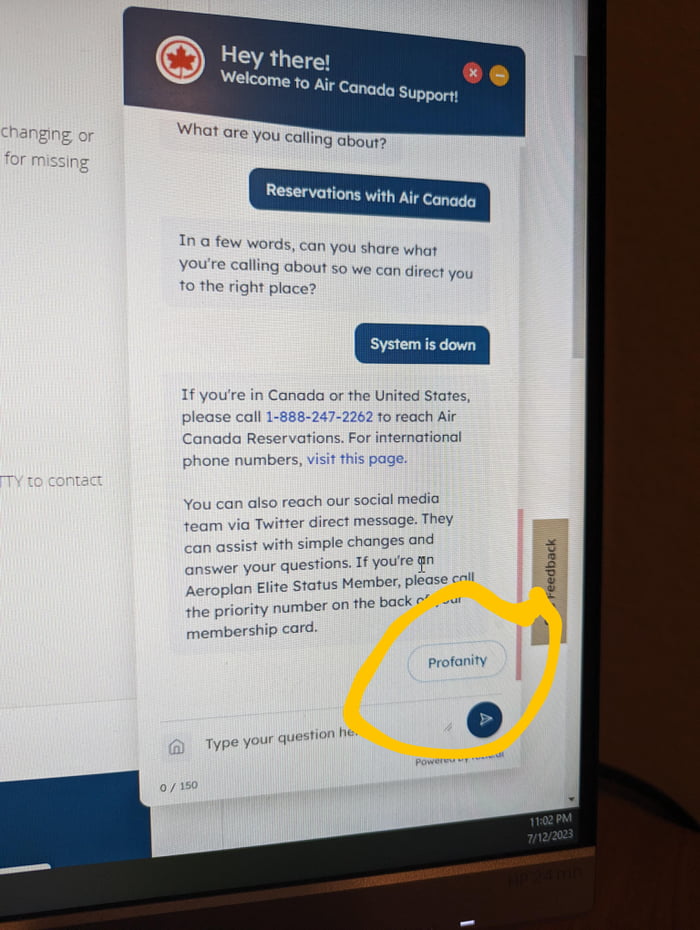 In a world full impersonal useless chatbots, be an Air Canada. - 9GAG