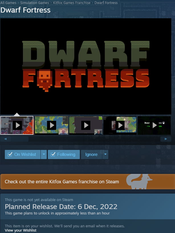 Dwarf fortess Steam version is being released in 40 minutes (3pm UTC ...