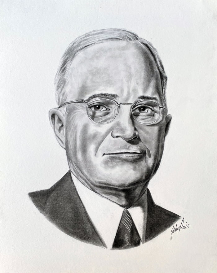Pencil Portrait of President Harry S. Truman that I drew - 9GAG