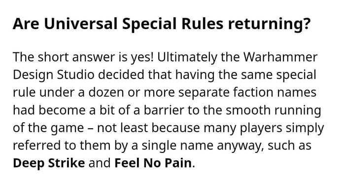 Finally! Universal Special Rules are back! - 9GAG