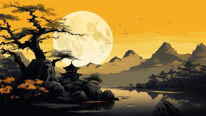 Yellow Japanese Painting AI Generated - 9GAG