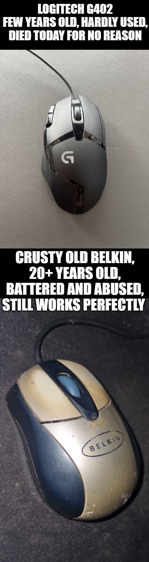 First the light underneath wouldn't come on, then the mouse wheel ...