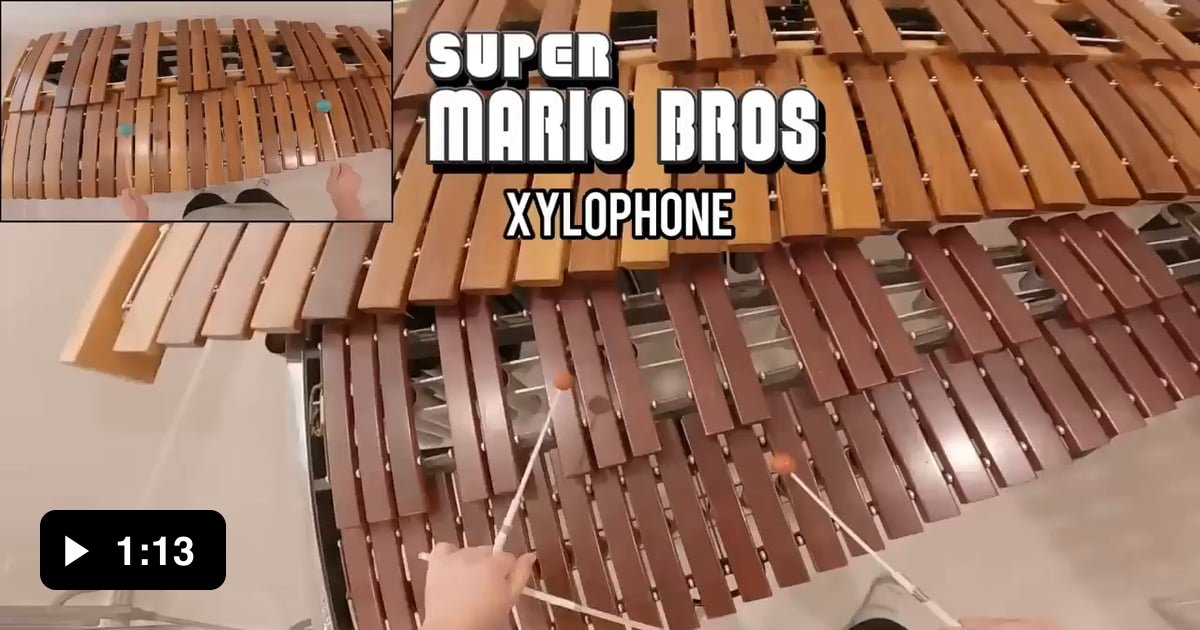 Super Mario Bonus Level music played on several percussion instruments ...