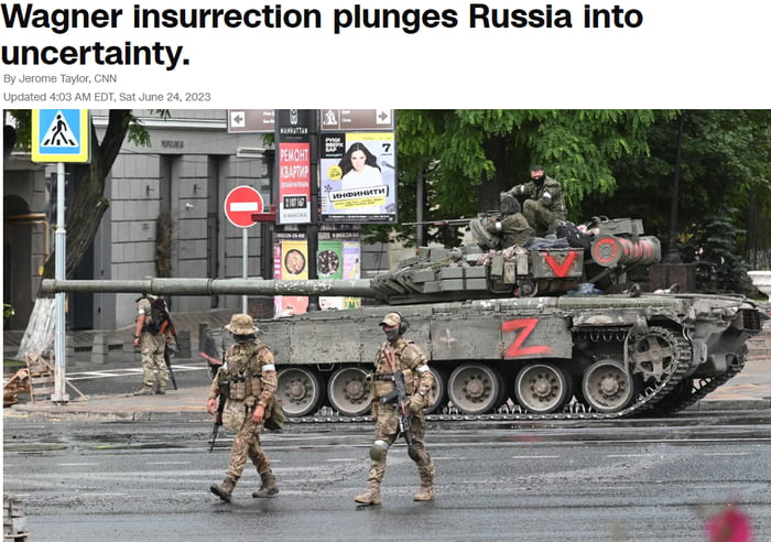 Wagner has stated they will continue to Moscow unless Shoigu and Gerasimov are handed over. - 9GAG