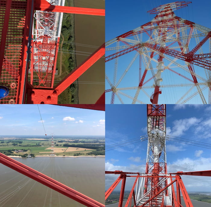 Older pics from the work on Elbekreuzung 2 the tallest electricity pylons in europe, 227 meters ...