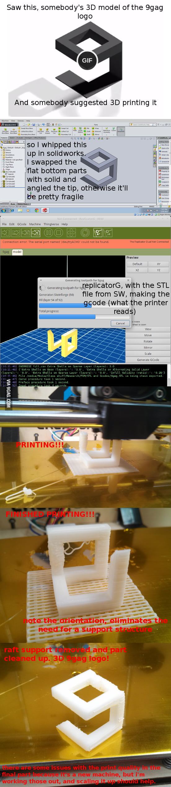 Saw the 3D 9gag models, and suggestions to 3D print one, so I gave it a ...