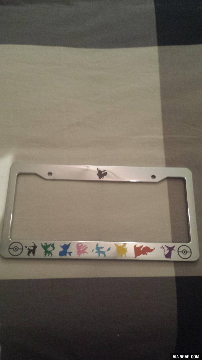 My Dad surprised me with this eeveelution license plate frame! - 9GAG