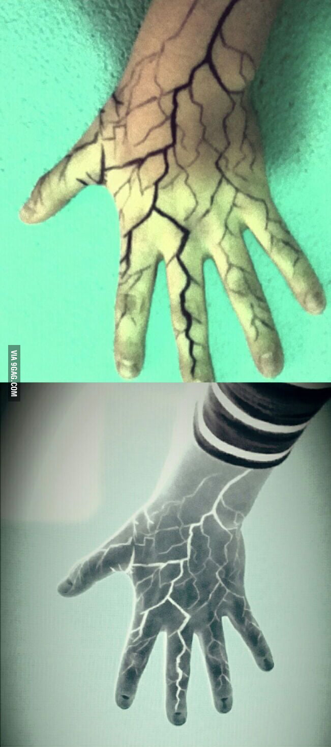 Just got this idea. First draw some lightning on your hand. Then take a ...