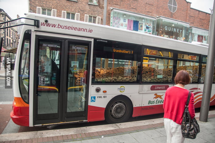 This bus is full of potatoes. - 9GAG