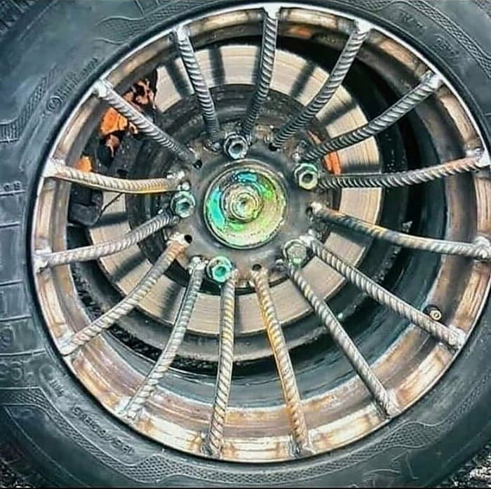 A tire rim made from steel rebar - 9GAG