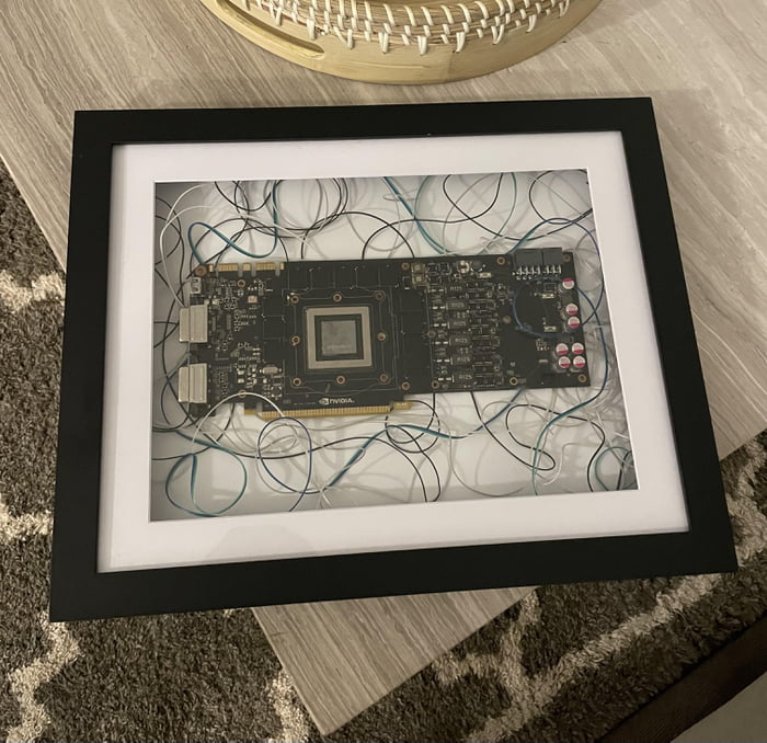 Made some wall art out of an old dead graphics card and IDE cable - 9GAG
