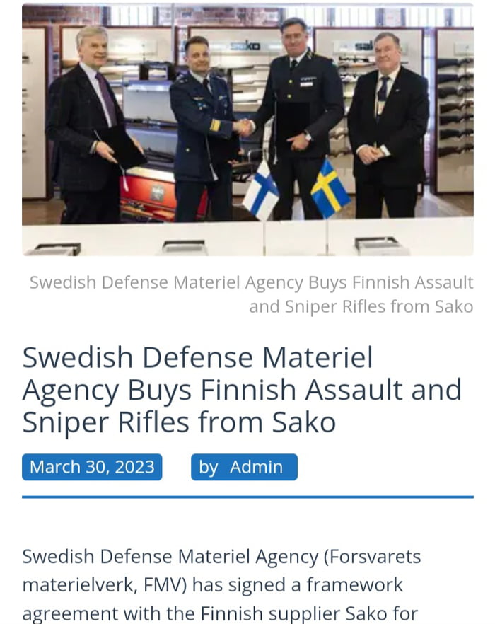 Sweden's next military rifle, the Ak6 will be made in Finland! - 9GAG