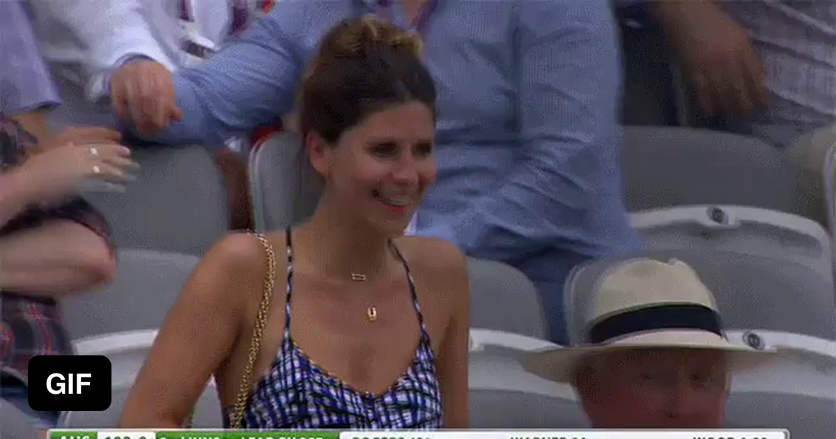 A beautiful woman realizes she's on the big screen & gets a little embarrassed - 9GAG