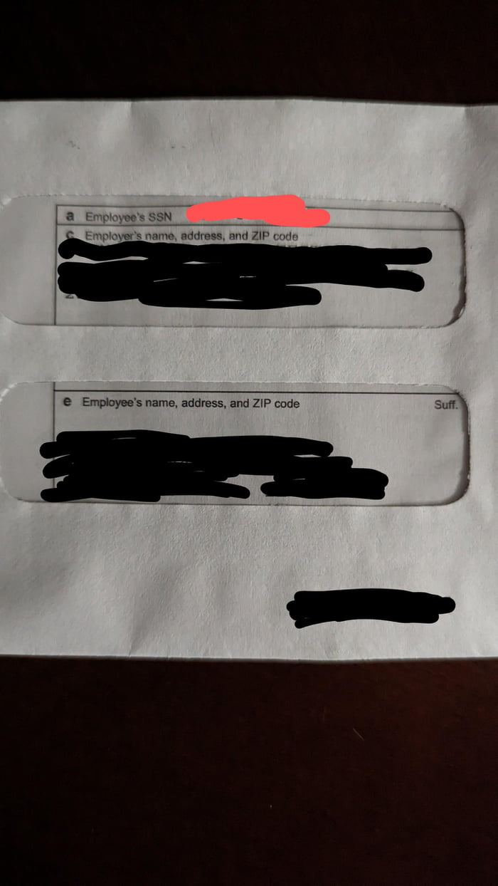 Employer Mailed W-2 With Social Security Number Clearly Visible - 9GAG