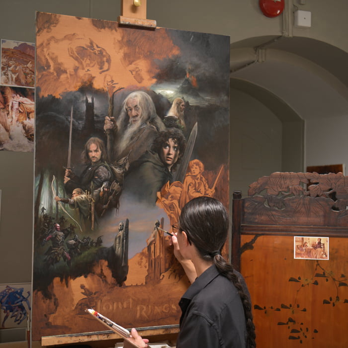 Artist Theodora Daniela Capat working on an epic commission. - 9GAG