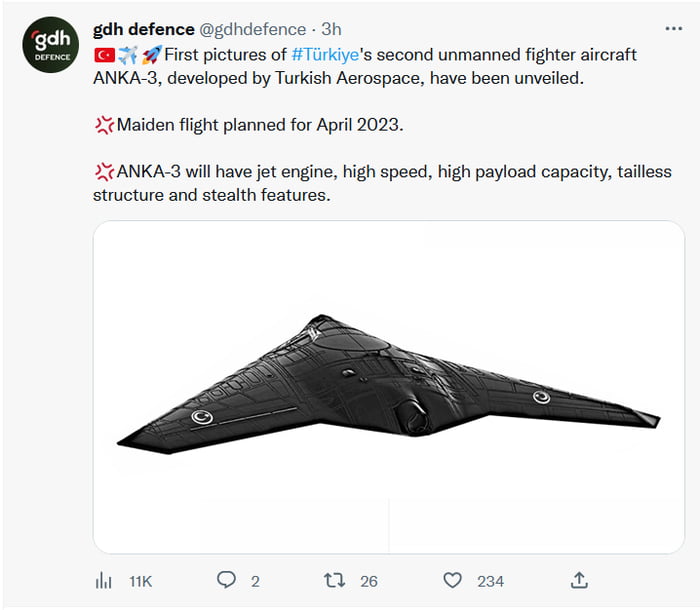 TUSAS : ANKA 3 will complete its maiden flight in April, 2023 :) - 9GAG