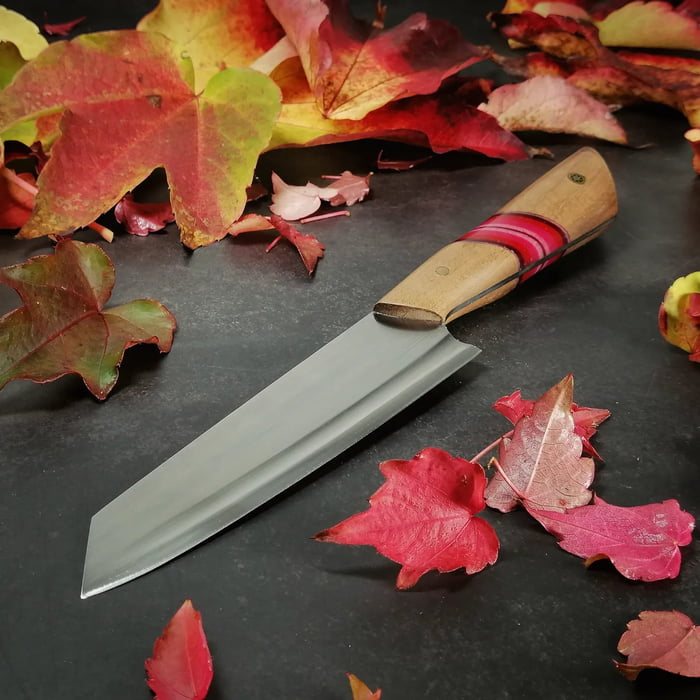 Made my first knife with a fuller, also first time I made a proper single bevel. Handle made of ...