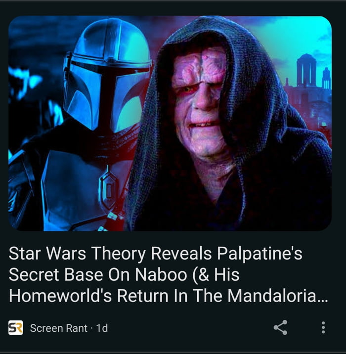 Cheeky Emperor Palpatine, Photobombing Din Djarin's selfie #TheEmpire # ...