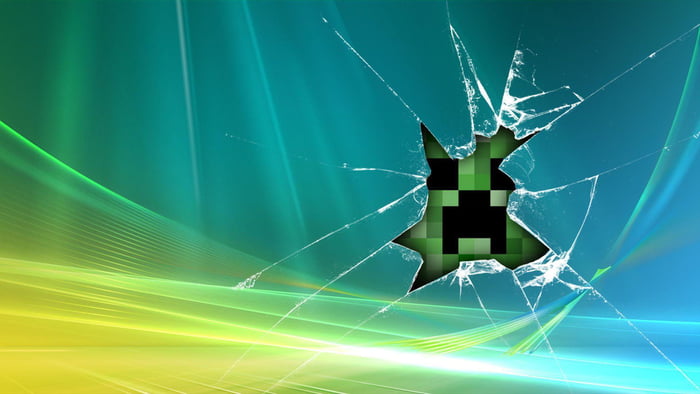 Minecraft Creeper In Broken Glass Wallpaper (1920x1080) - 9GAG