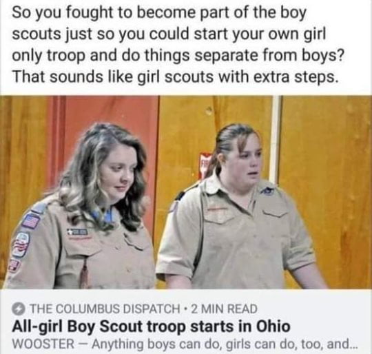 "All-girl Boy Scout troop" - 9GAG