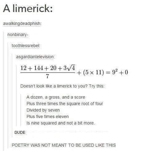 This math equation as poetry. - 9GAG