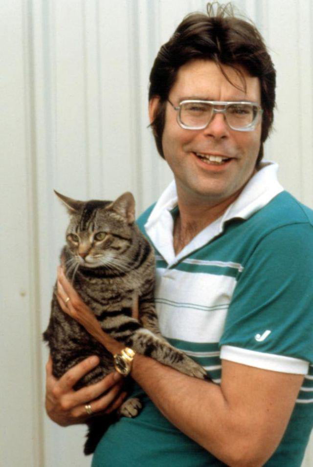 Stephen King and friend, 1980's. "Cats are the gangsters of the animal ...