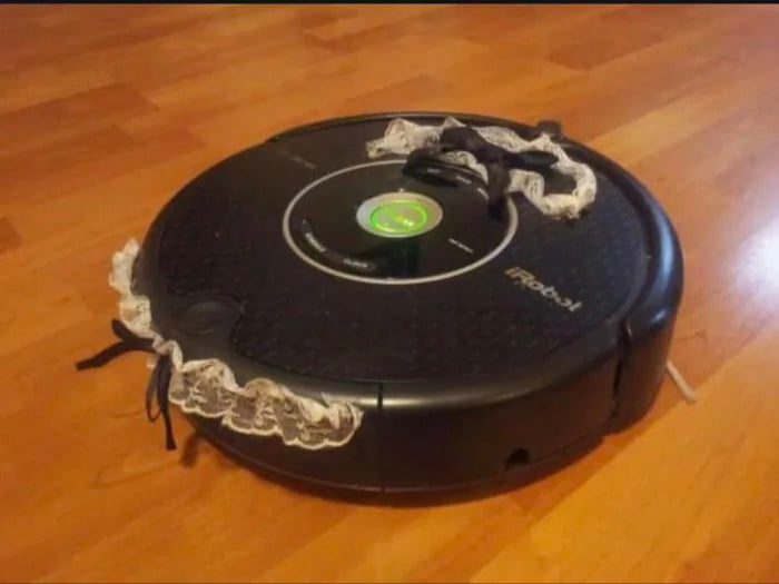Roomba wearing a maid outfit - 9GAG